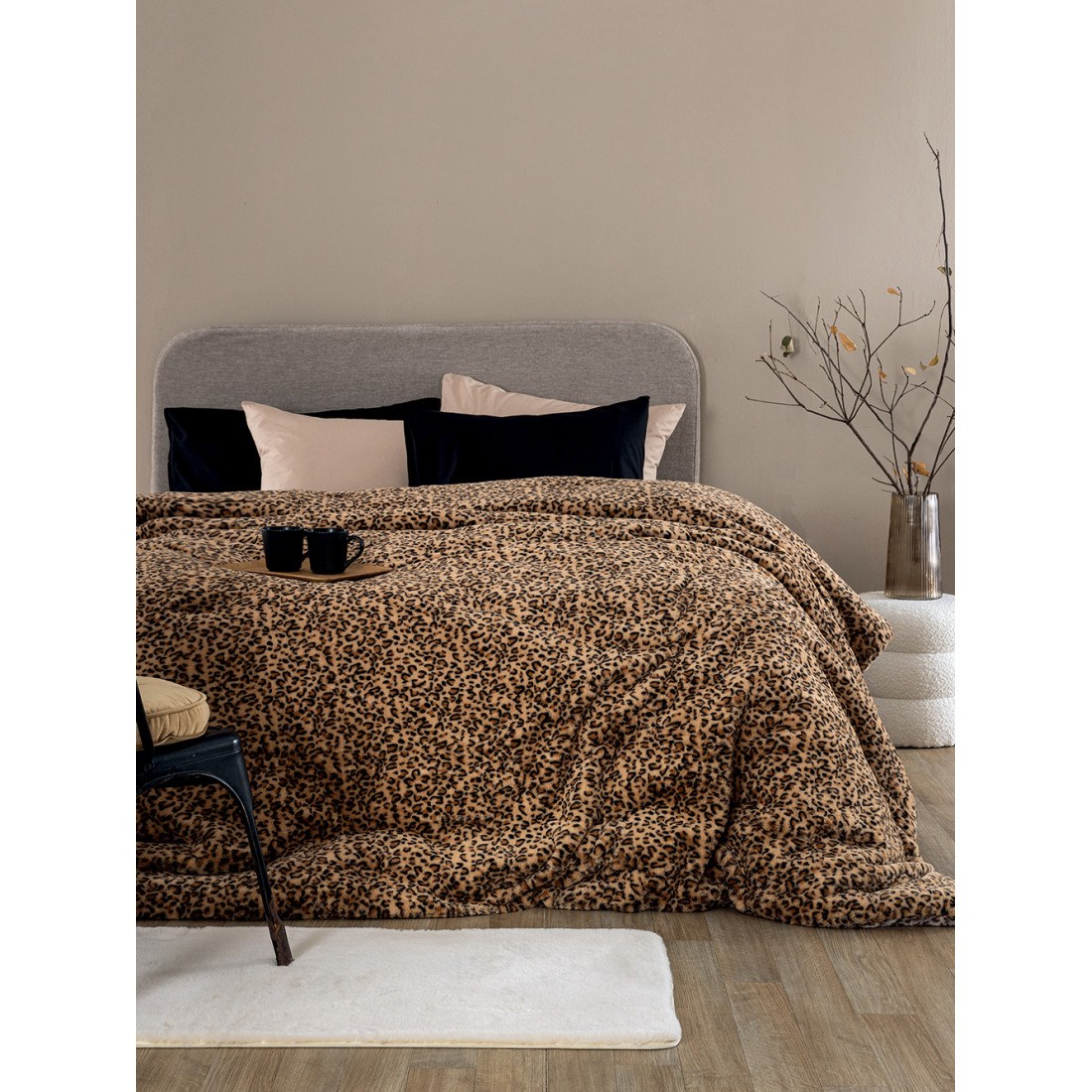 Κουβερτοπάπλωμα Υπέρδιπλο με Γούνα Palamaiki Deva Beige 220x240